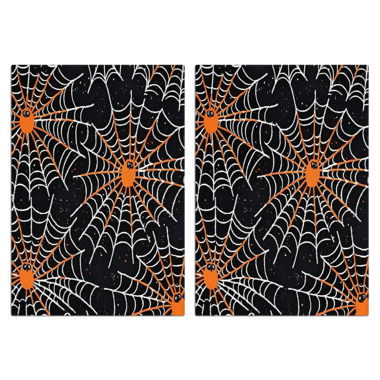 2 Pcs Funny Kitchen Towels,Halloween Spider Webs with Orange Spiders ...