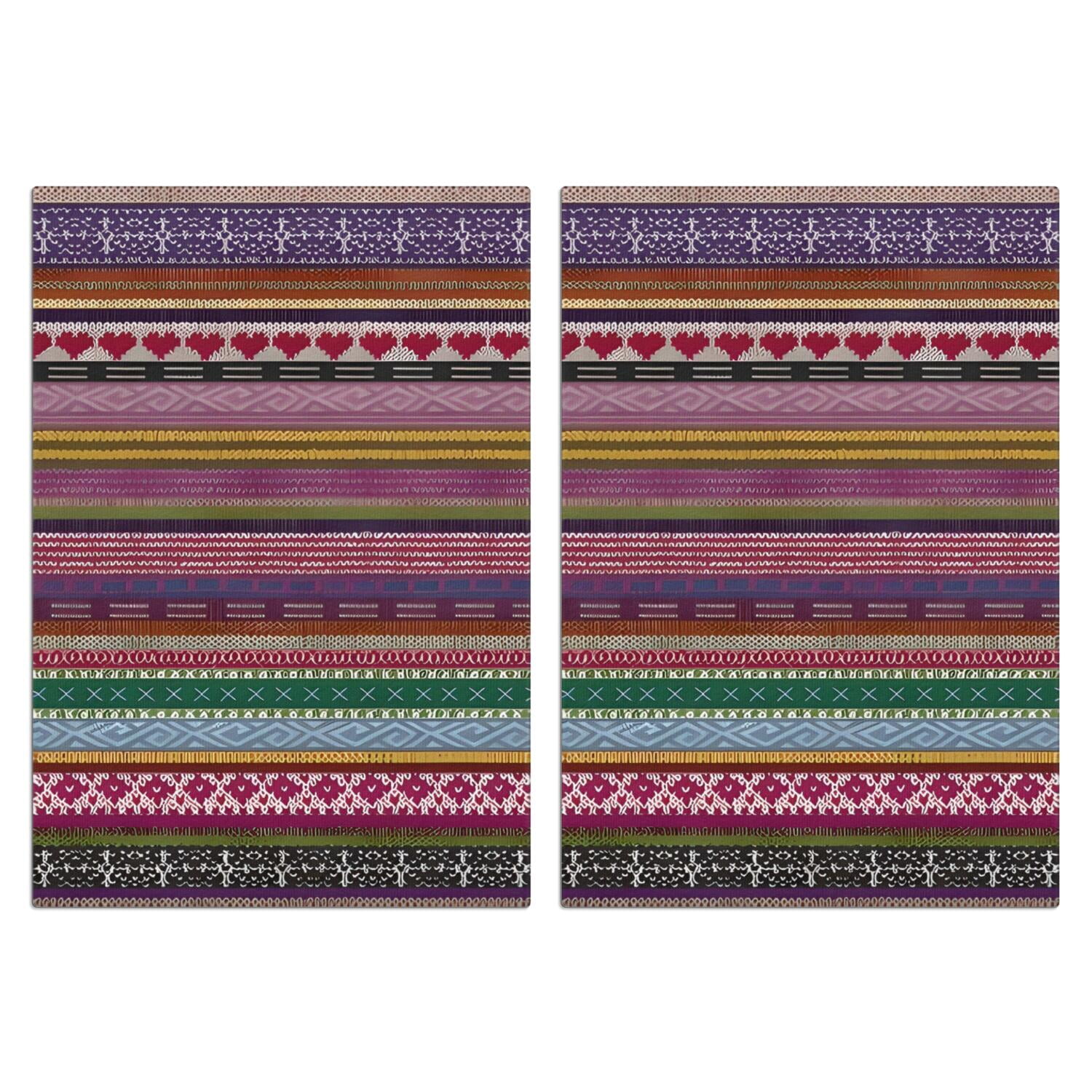 2 Pcs Funny Kitchen Towels,Purple Boho Tribal Stripes and Hearts ...