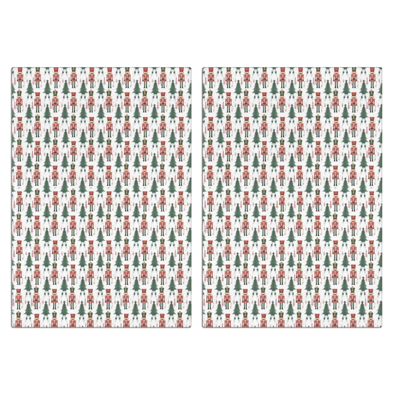 2 Pcs Funny Kitchen Towels,White Christmas Nutcracker Pattern ...
