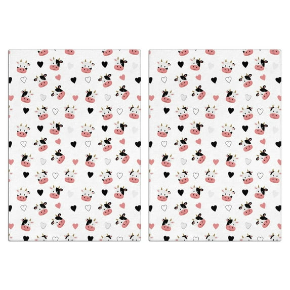 2 Pcs Funny Kitchen Towels,White Cow Heart Pattern Microfiber Dish ...