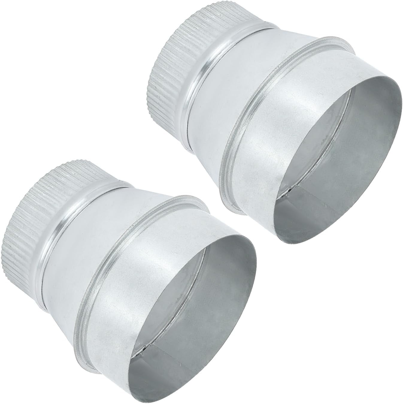 2 Pcs Galvanized Steel Round Air Duct Reducer, 5 Inch To 4 Inch Crimped ...