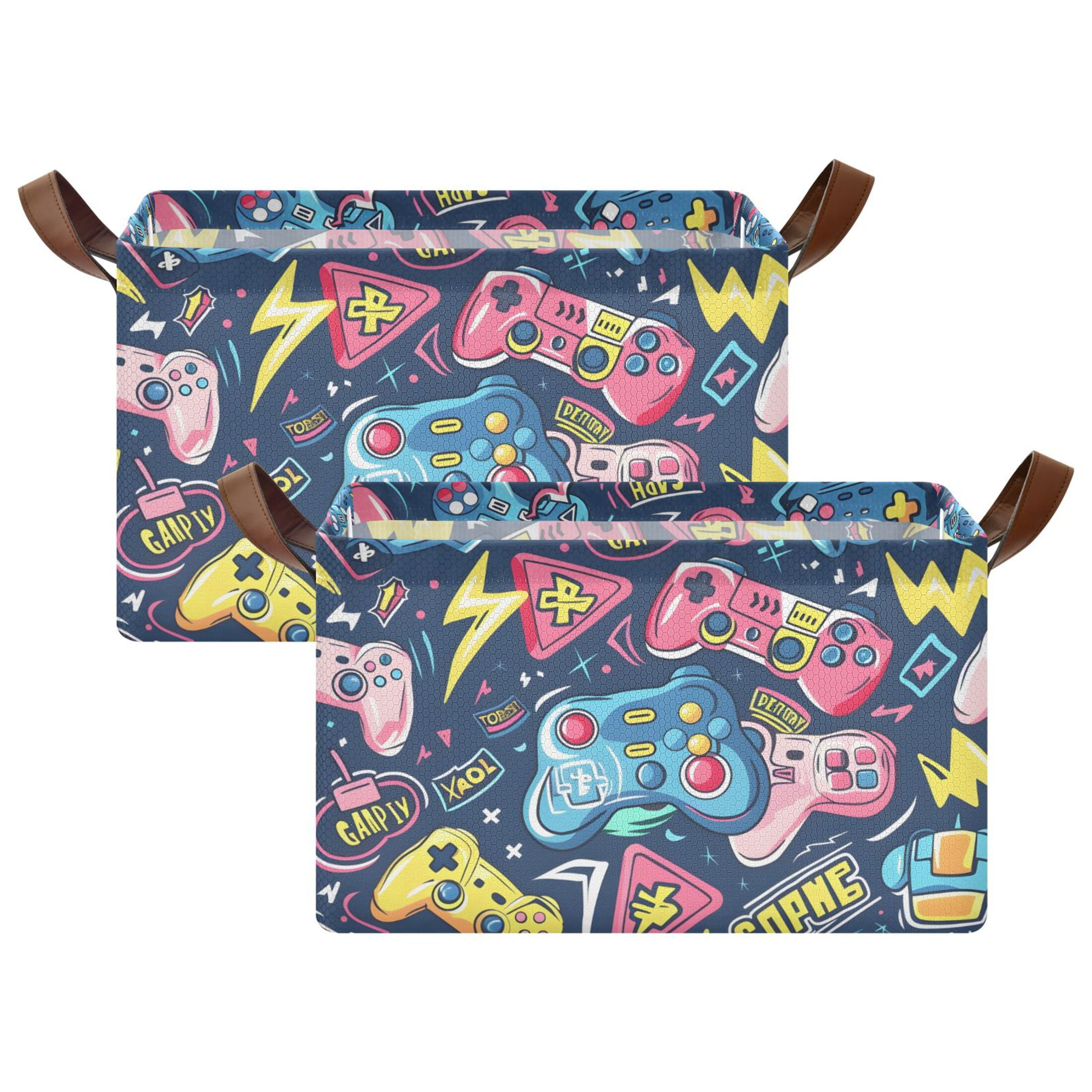 2 Pcs Gamepad and Lightning Collapsible Storage Bins Fabric Shelf ...