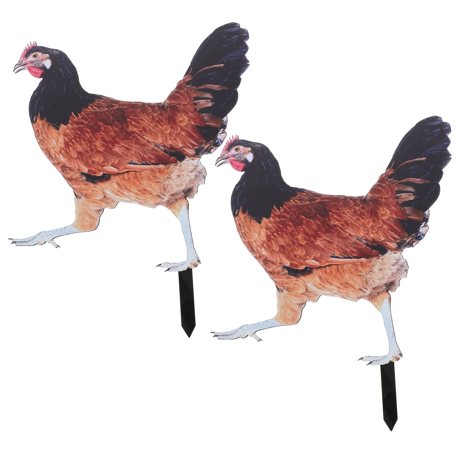 2 Pcs Garden Decoration Insert Lifelike Hen Ornament Chicken Stake ...