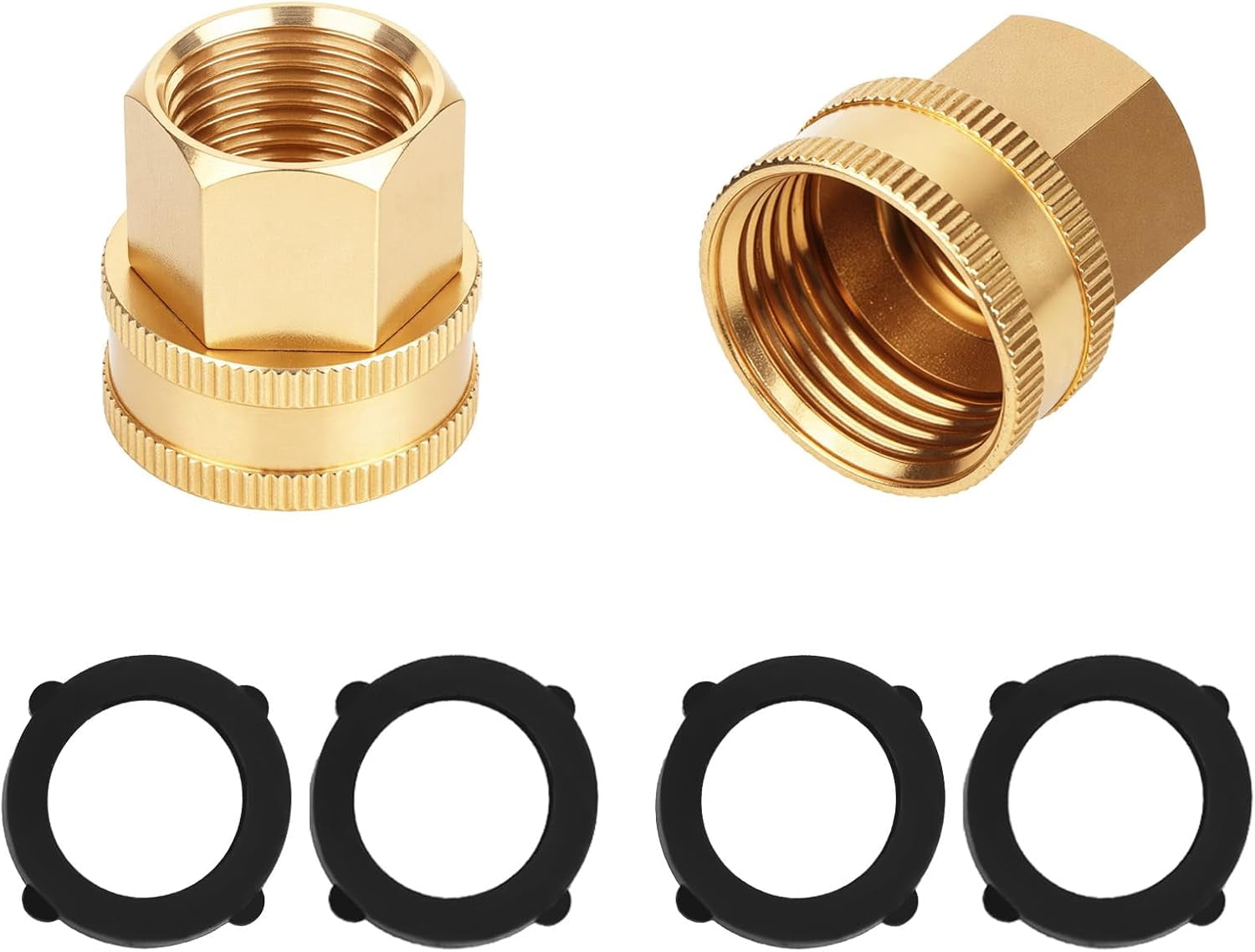 2 Pcs Garden Hose Adapters & 4 Gaskets, 3/4" GHT to 1/2NPT Brass Garden ...
