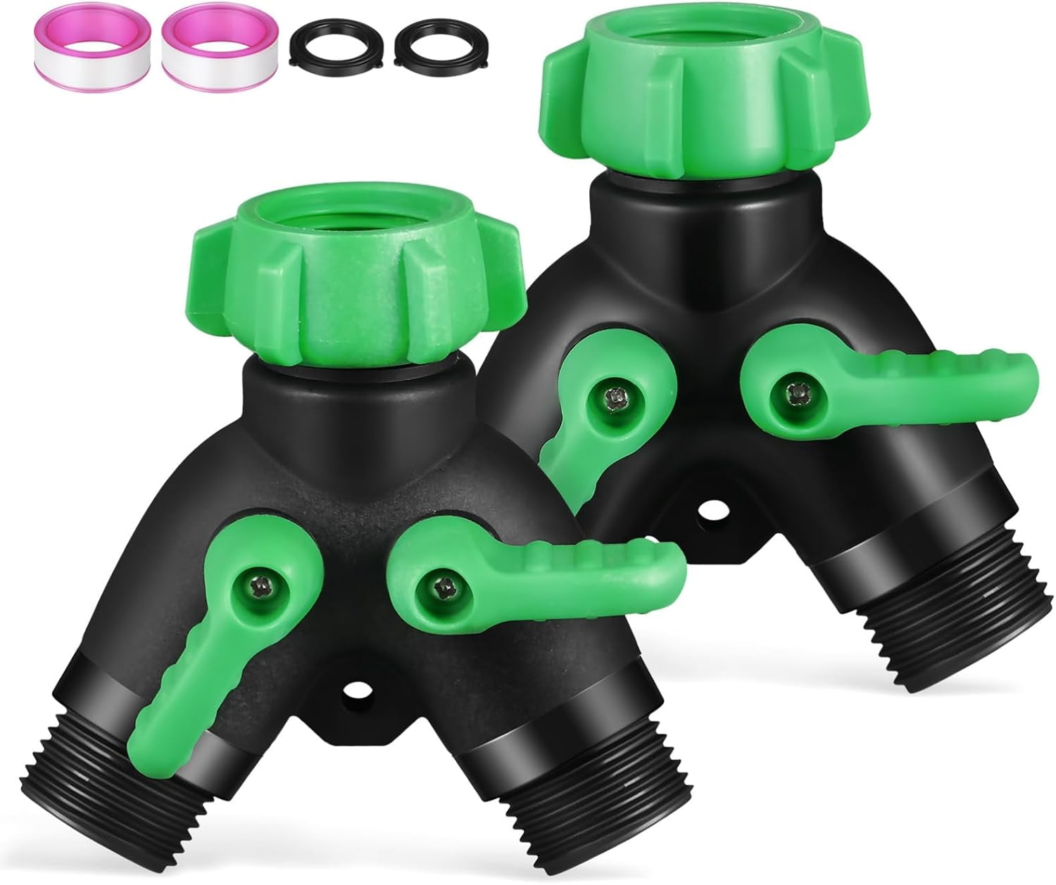 2 Pcs Garden Hose Splitter 2 Way Plastic Y Shut off Valve Garden Hose ...