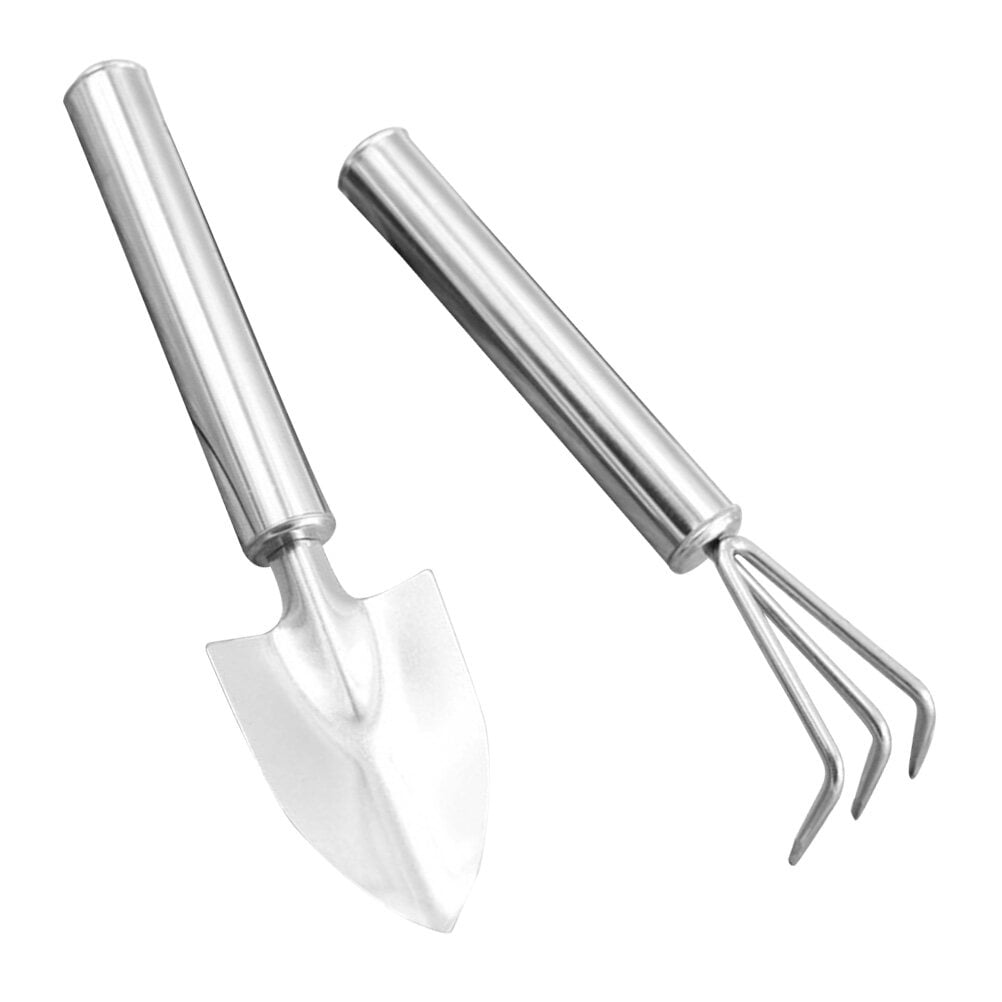 2 Pcs Garden Scratch Tool Mini Big Gardening Tools Shovel Silver ...