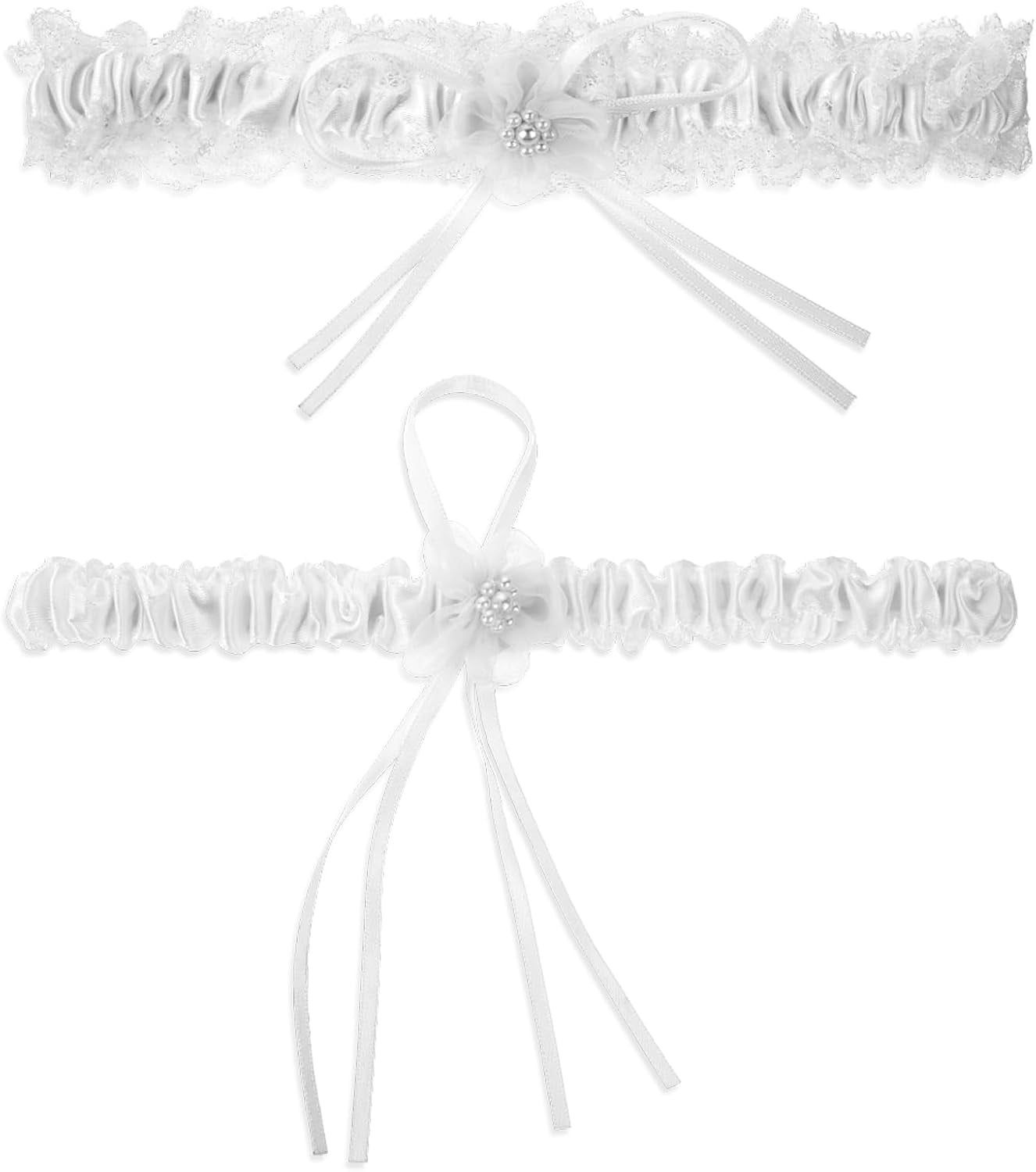 2 Pcs Garters for Bride, Pearl Wedding Garters for Bride Lace Garter ...