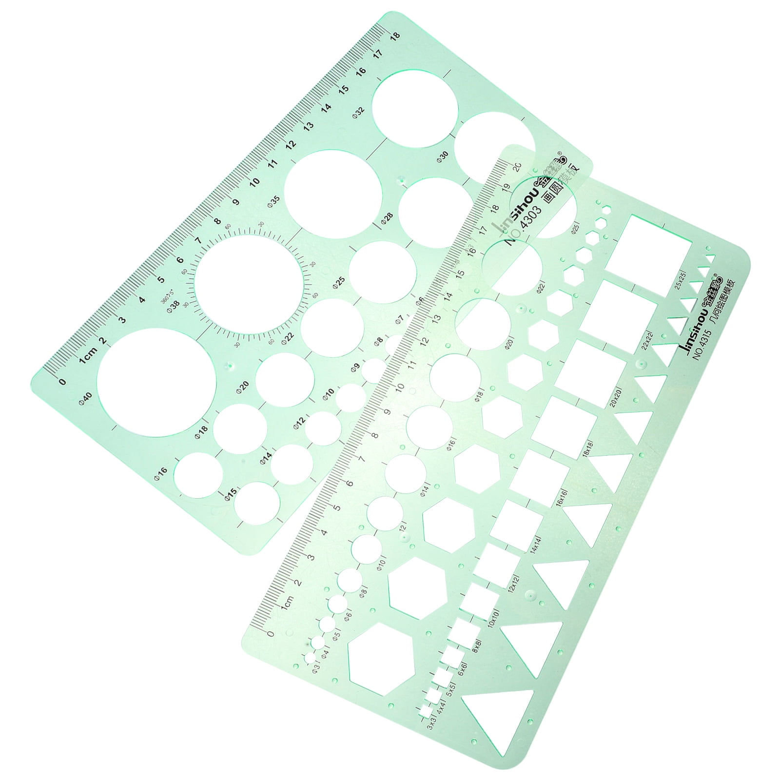 2 Pcs Geometry Measurement Template Ruler Plastic Geometric Drawing ...