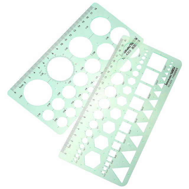2 Pcs Geometry Measurement Template Ruler Plastic Geometric Drawing ...