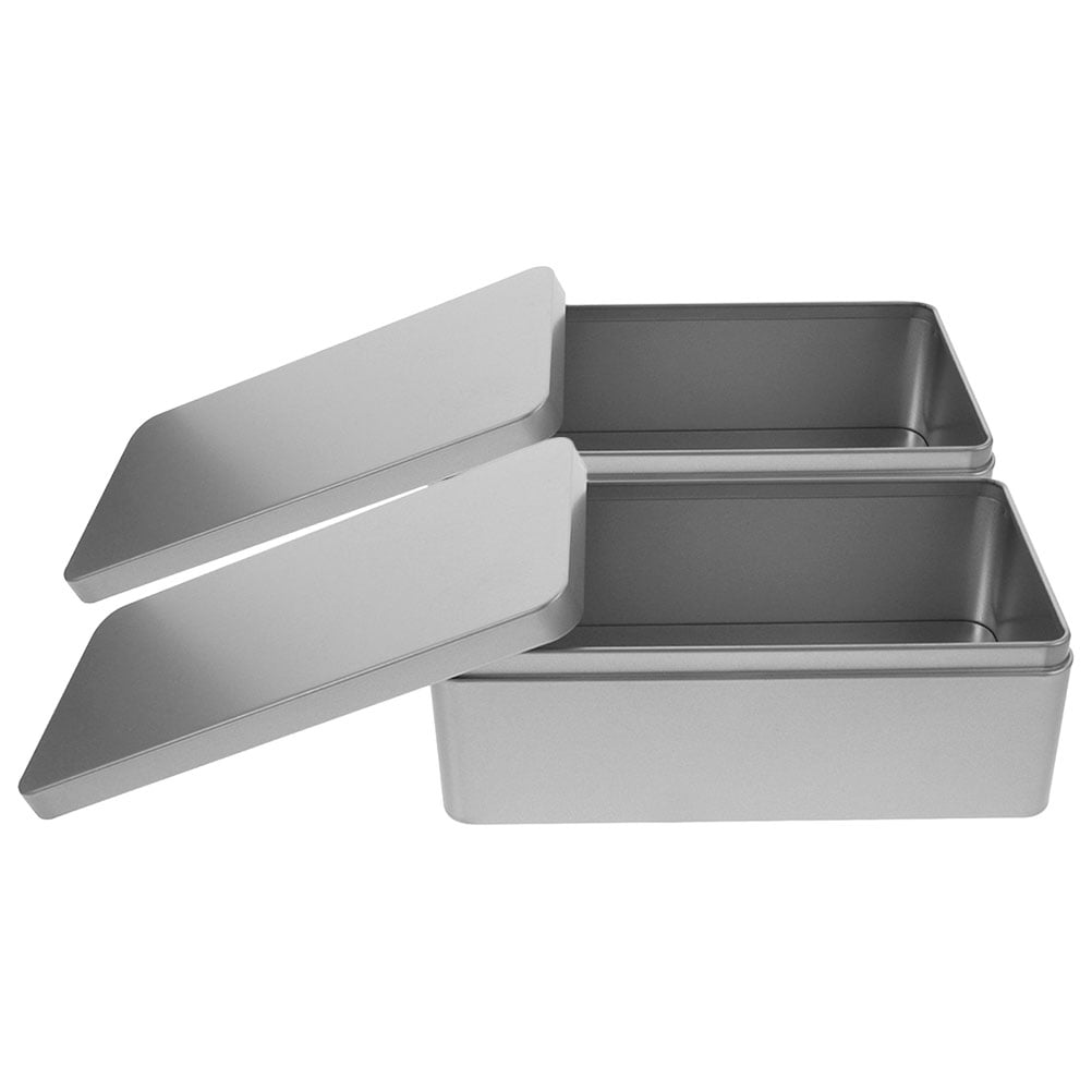 2 Pcs Gift Box Jar with Lid Tins Airtight Tea Container Silver ...
