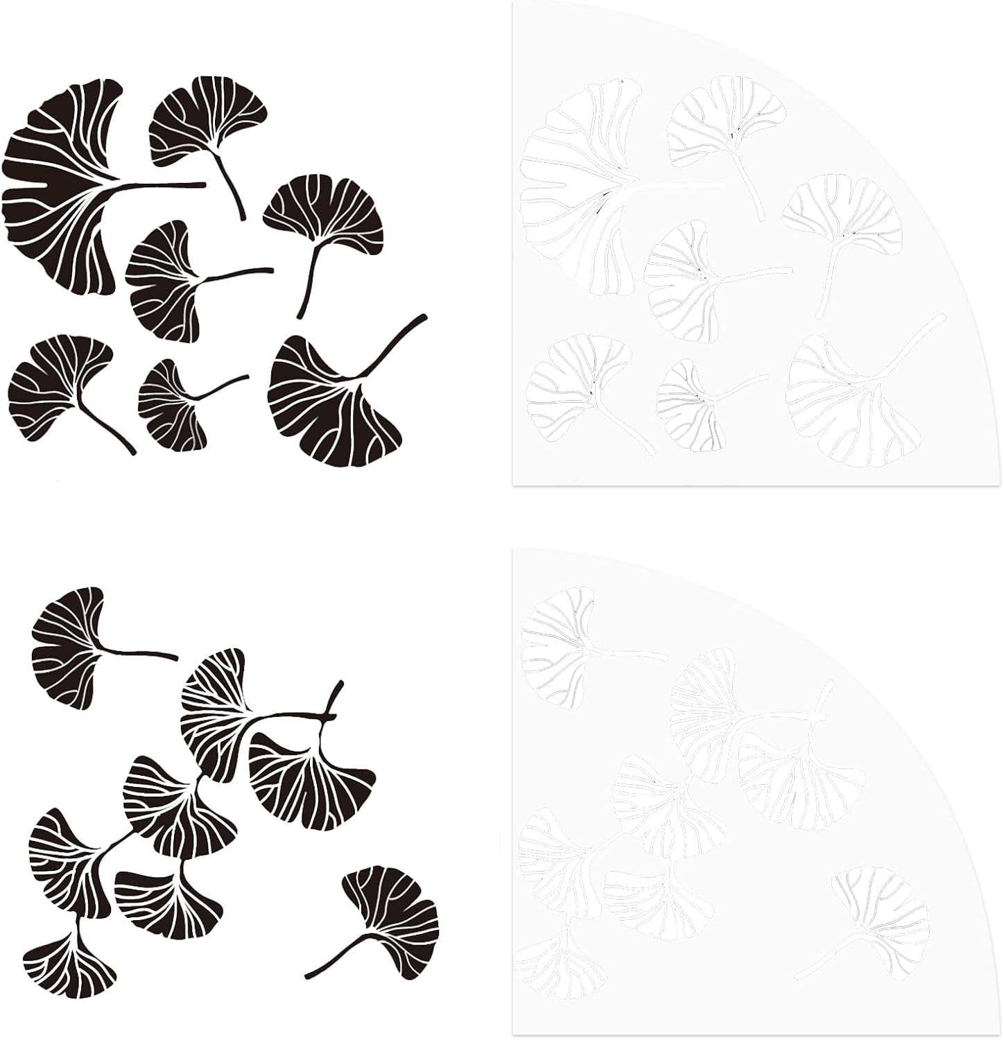 2 Pcs Ginkgo Biloba Acrylic Sleeve Stencil Plastic Painting Stencil ...