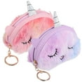2 Pcs Unicorn Coin Purses Cartoon Plush Unicorn Coin Bags Zipper Purses ...