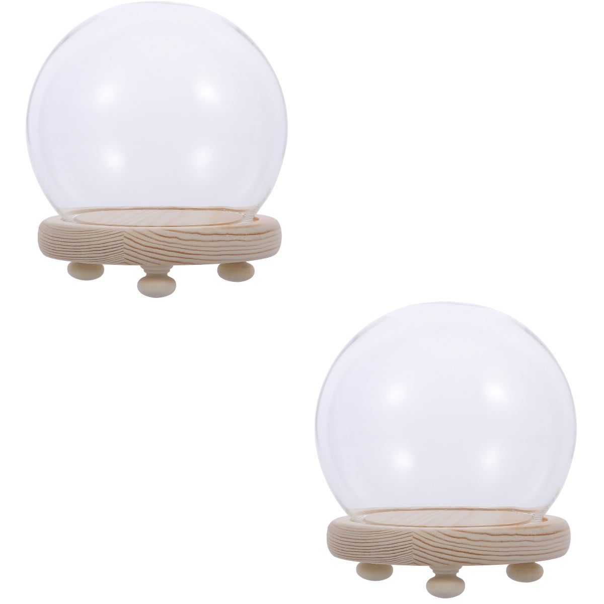 2 Pcs Glass Bell Jar Model Display Cover Ball Jars Collectible Case LED ...