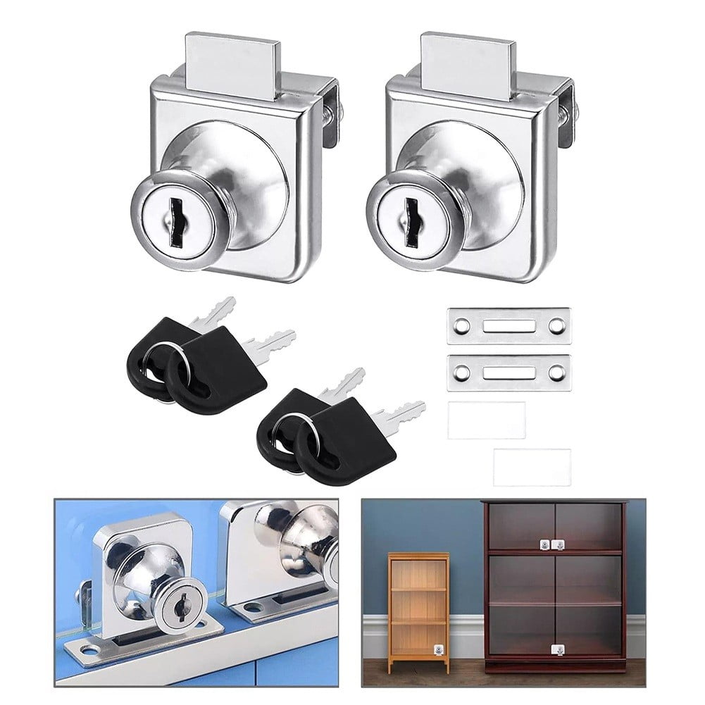 2 Pcs Glass Cabinet Lock Sliding Glass Door Locks Display Cabinet Lock ...