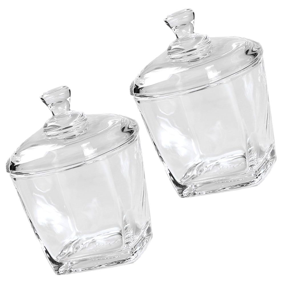 2 Pcs Glass Candy Jar with Lid Container Jars Lids Food Small Cookie ...