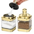 2 Pcs Glass Condiment Pot with Spoon and Lid, Gold Seasoning Pot Set ...