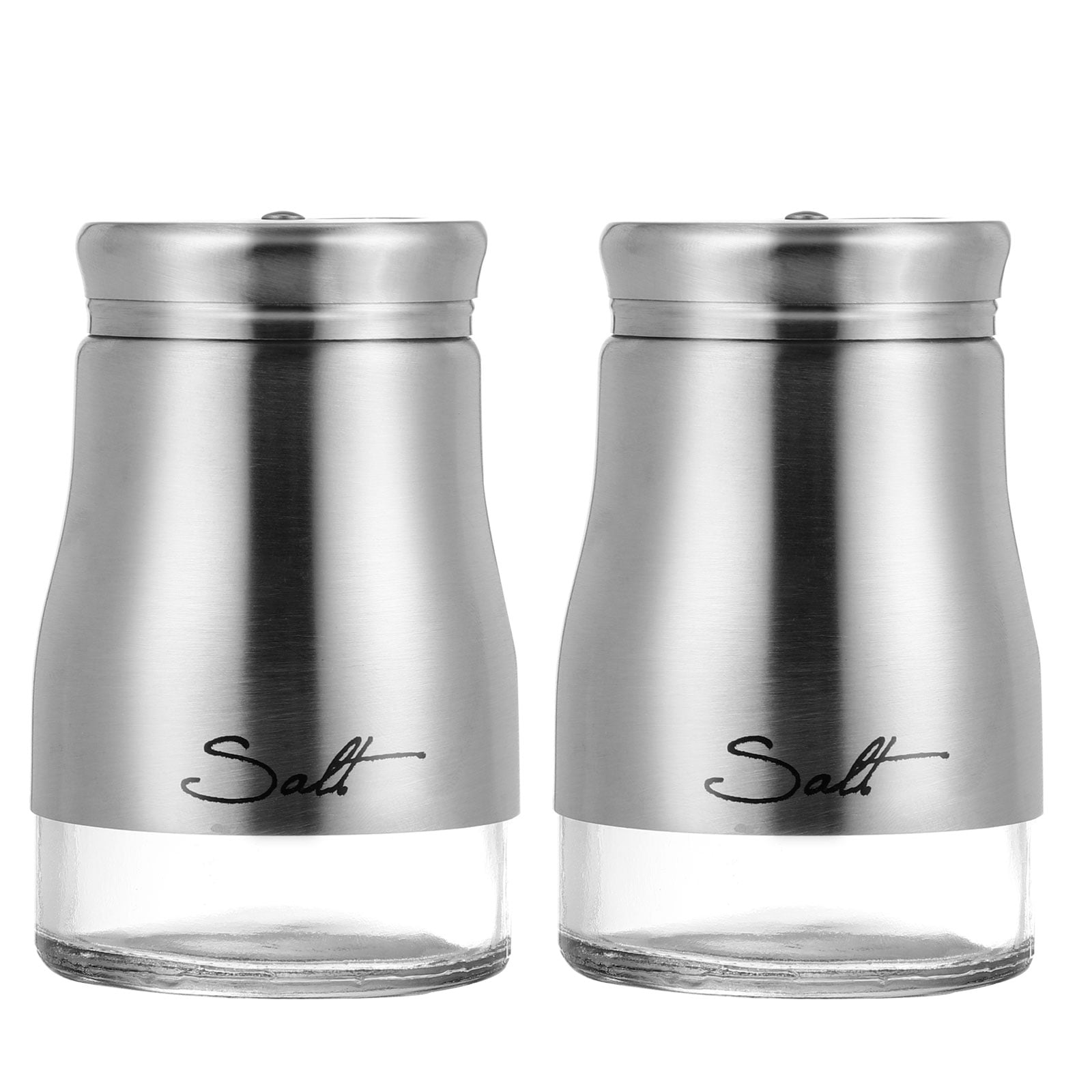 2 Pcs Glass Cruet Pepper Container Stainless Steel Lid Jar Bottle Black ...