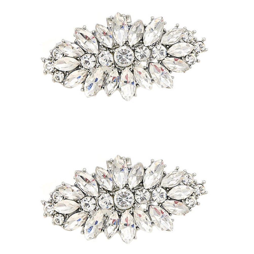 2 Pcs Glass Diamond Shoes Buckles Creative Alloy Clips Miss White ...