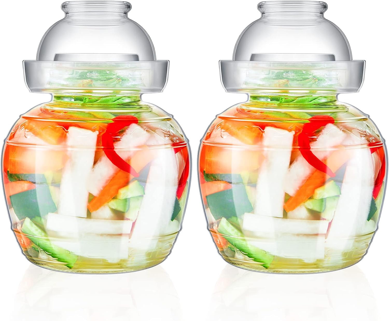 2 Pcs Glass Fermentation Jar Pickle Jar Kimchi Containers 1.5l ...