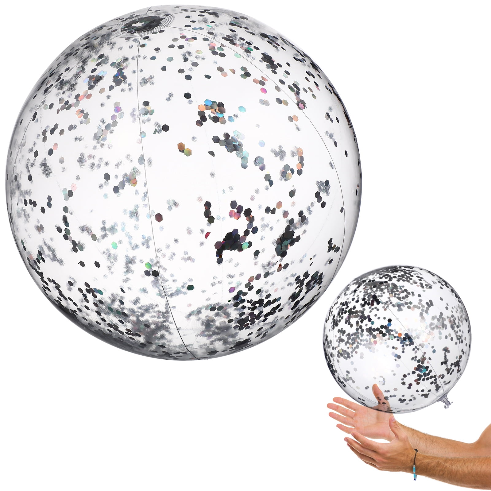 2 Pcs Glitter Confetti Beach Balls Inflatable Beach Balls Water Pool ...