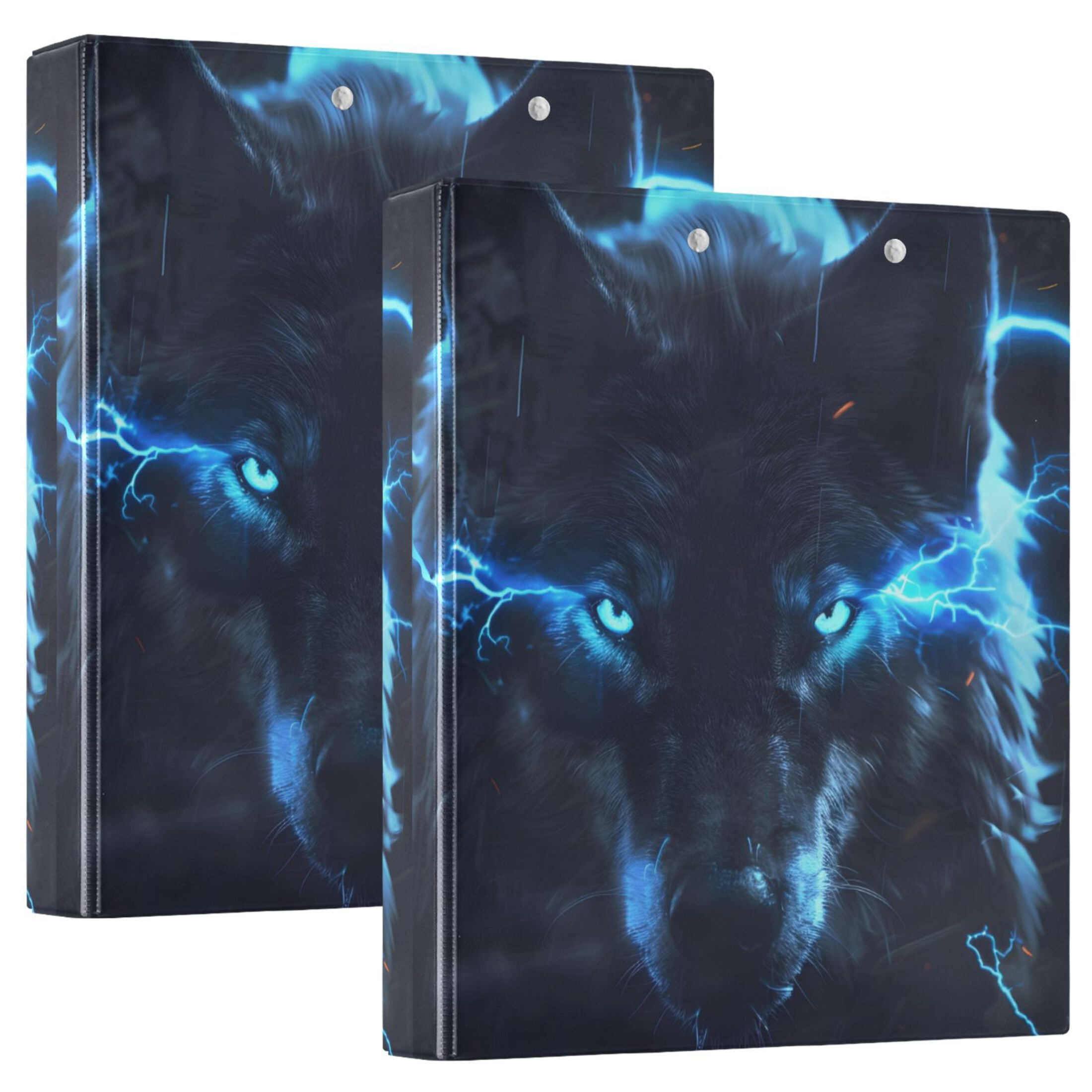 2 Pcs Glowing Wolf Hardcover 3 Ring Binder 1.5” Round Rings Binder ...
