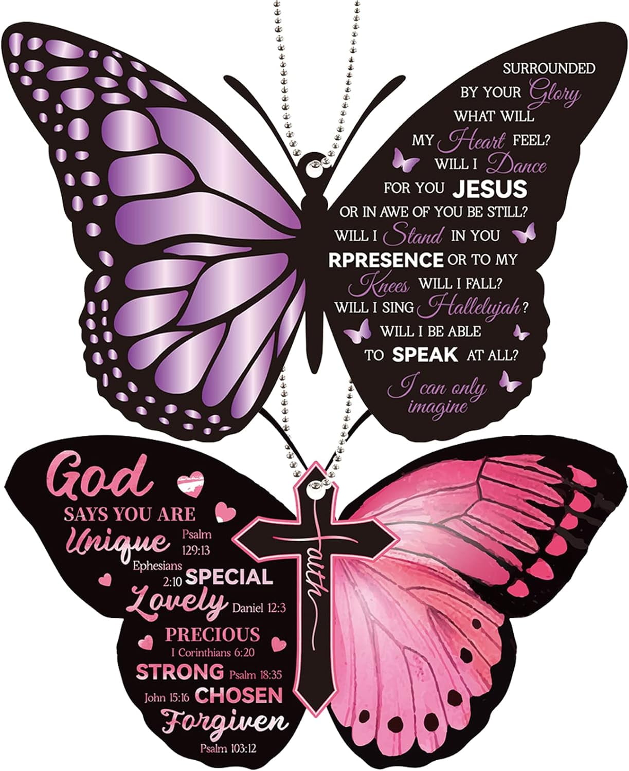 2 Pcs God Say You are Christian Butterfly Religious Bible Car Rear View ...