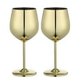 2 Pcs Gold 18oz Stainless Steel Wine Glasses, Unbreakable Metal Wine ...