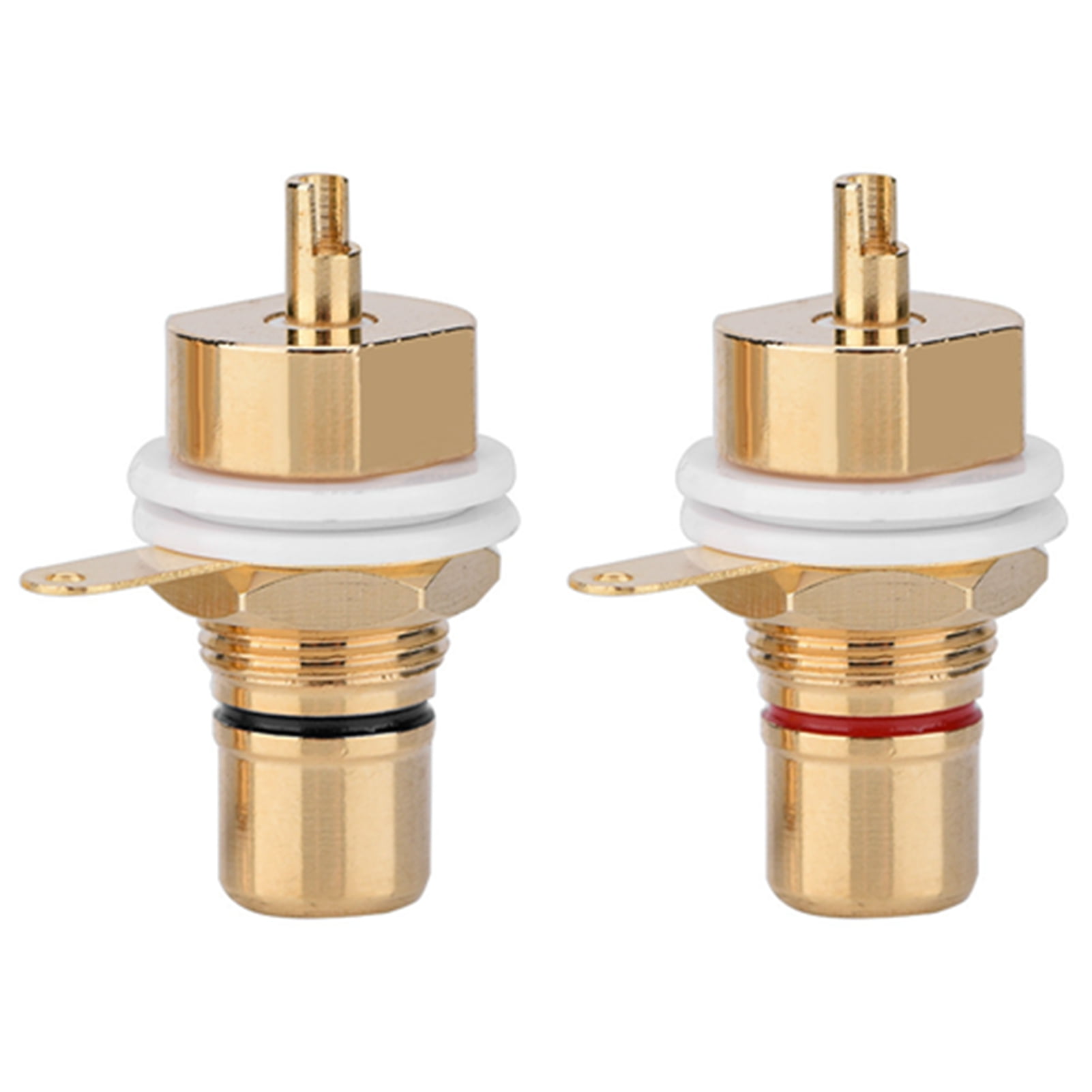 2 Pcs Gold Plated Copper RCA Panel Mount Female Jack Terminal Socket ...