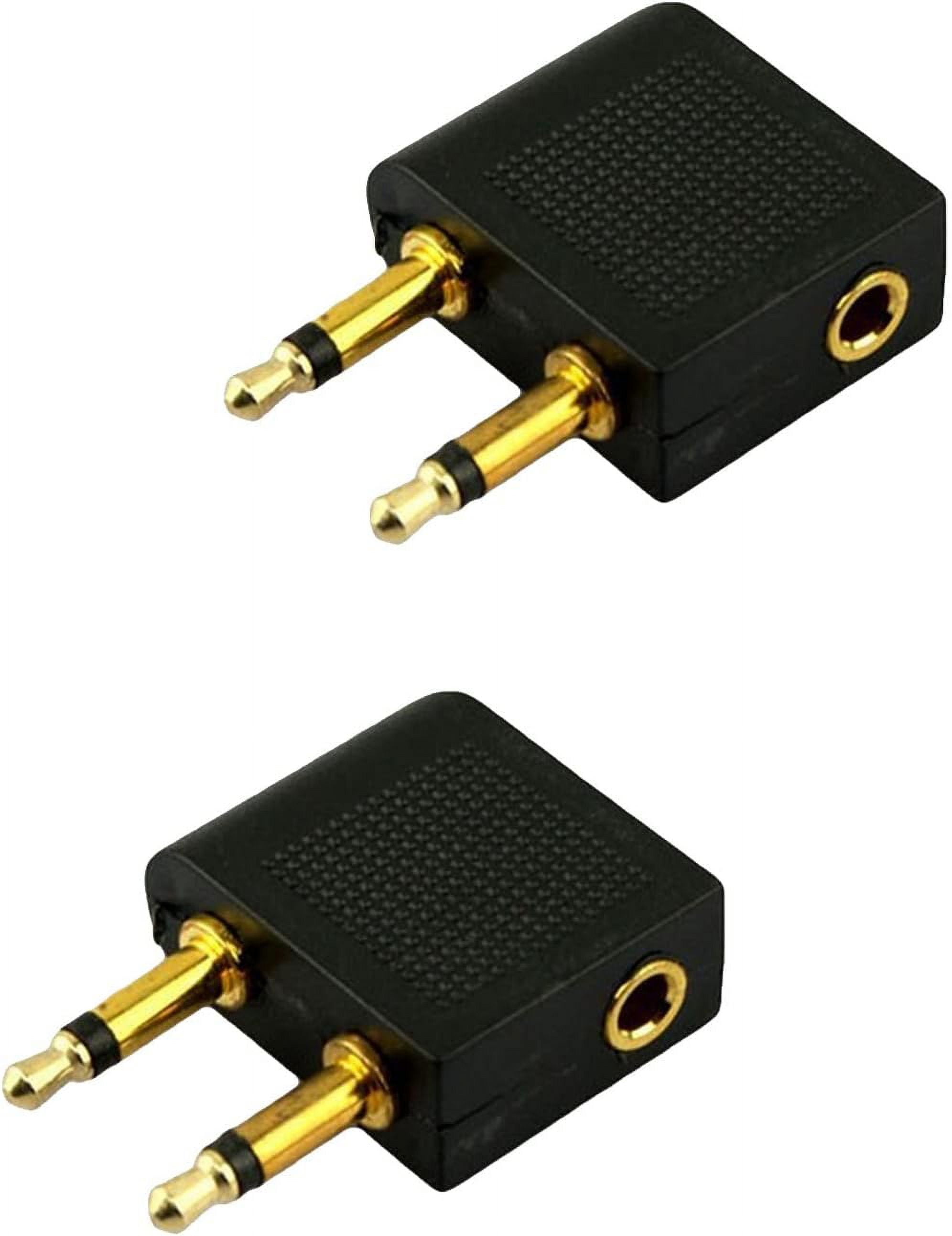 2 Pcs Gold Platedplane Headphone Adapter Adapters Portable Flight ...
