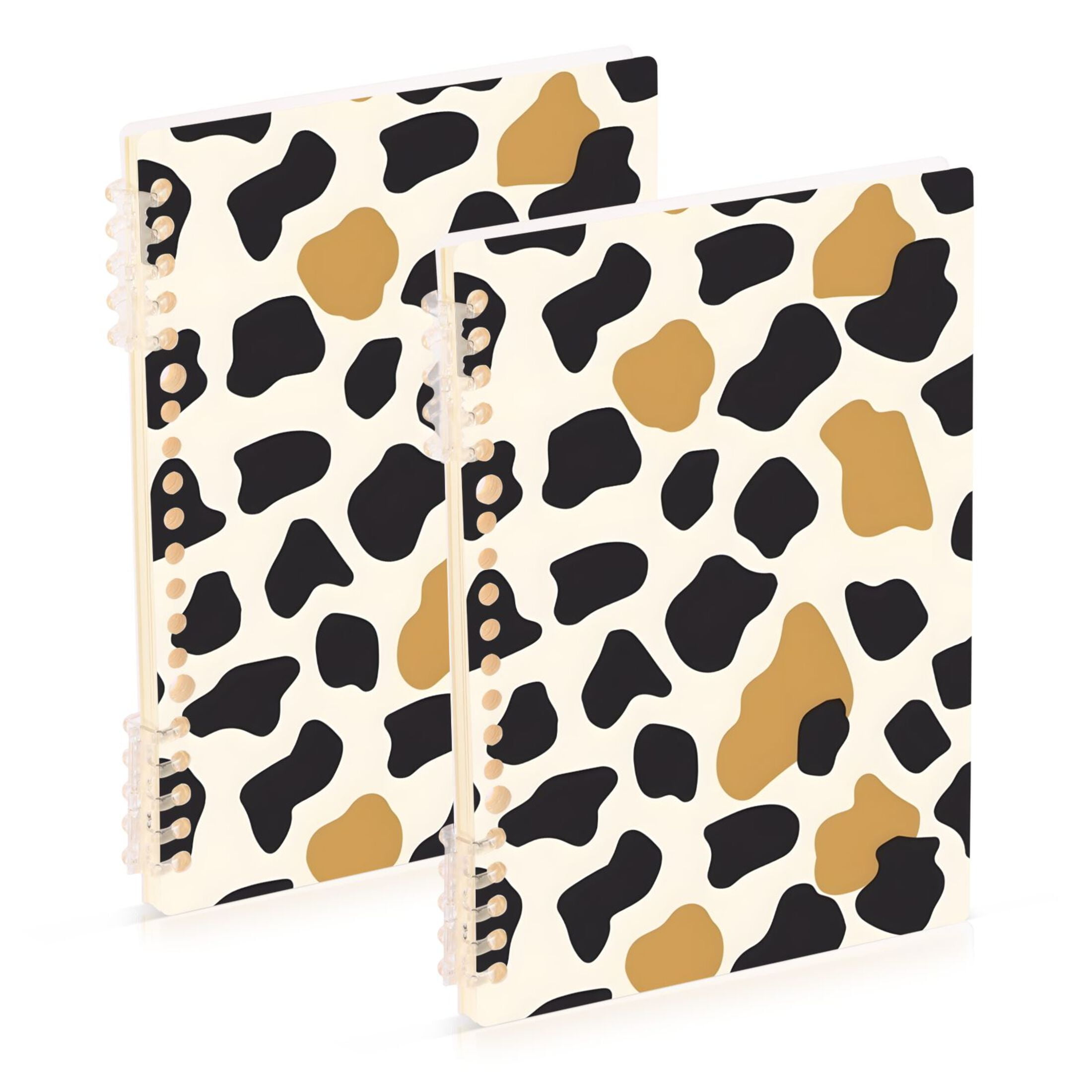 2 Pcs Gold and Black Cow Print Spiral Notebooks 60 Sheets 120 Pages A5 ...