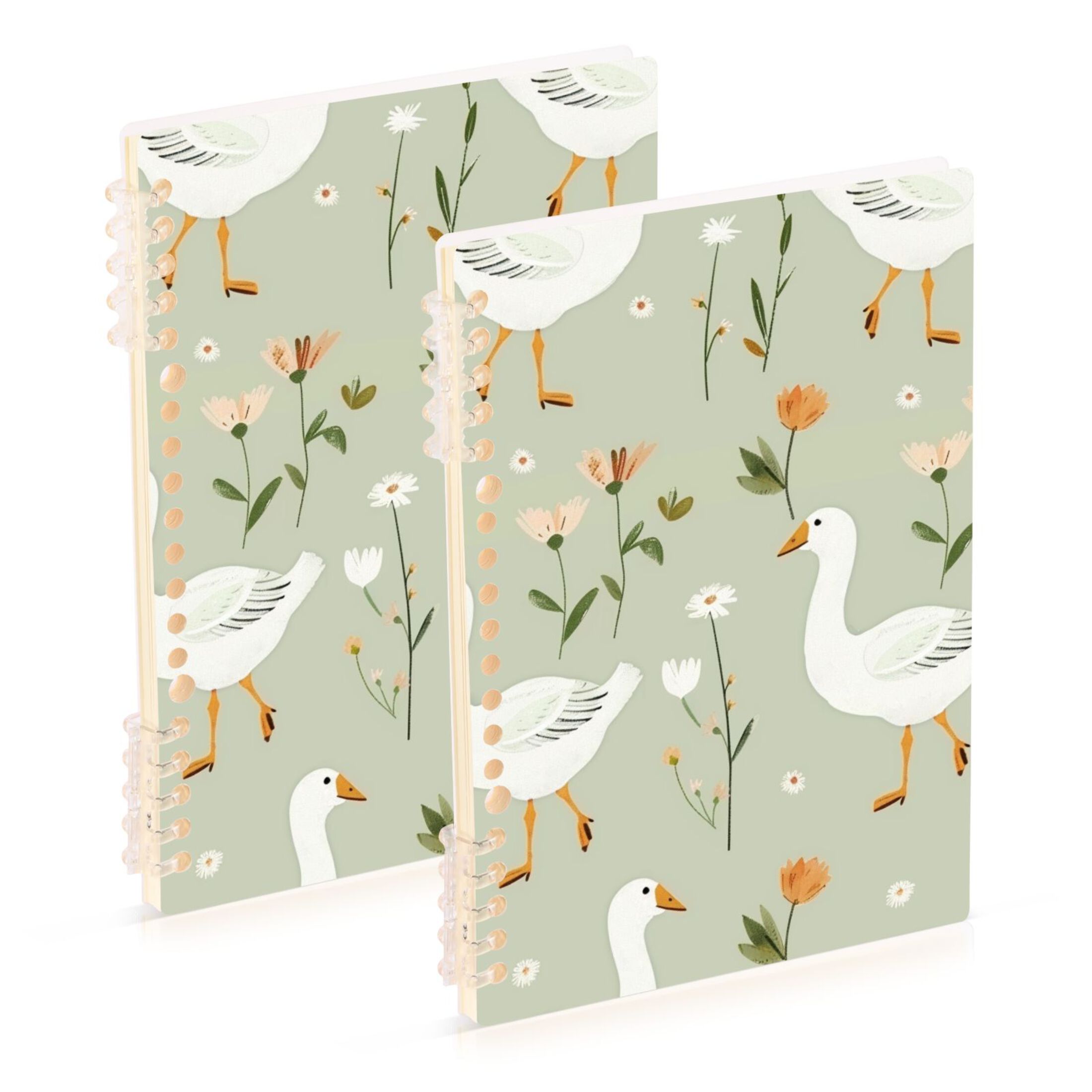 2 Pcs Gooses with Flowers Spiral Notebooks 60 Sheets 120 Pages A5 ...