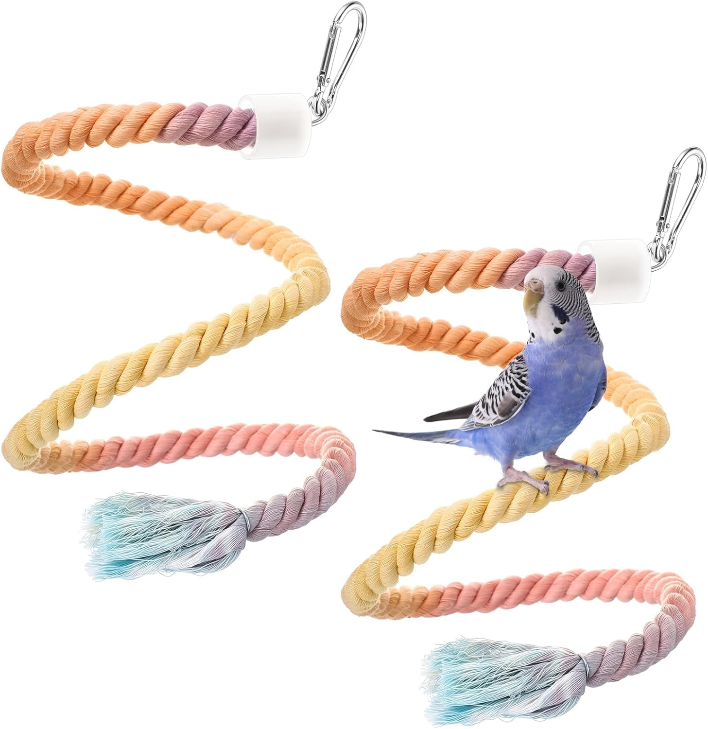 2 Pcs Gradient Bird Rope Perches Birdcage Swing Toy for Parrots ...