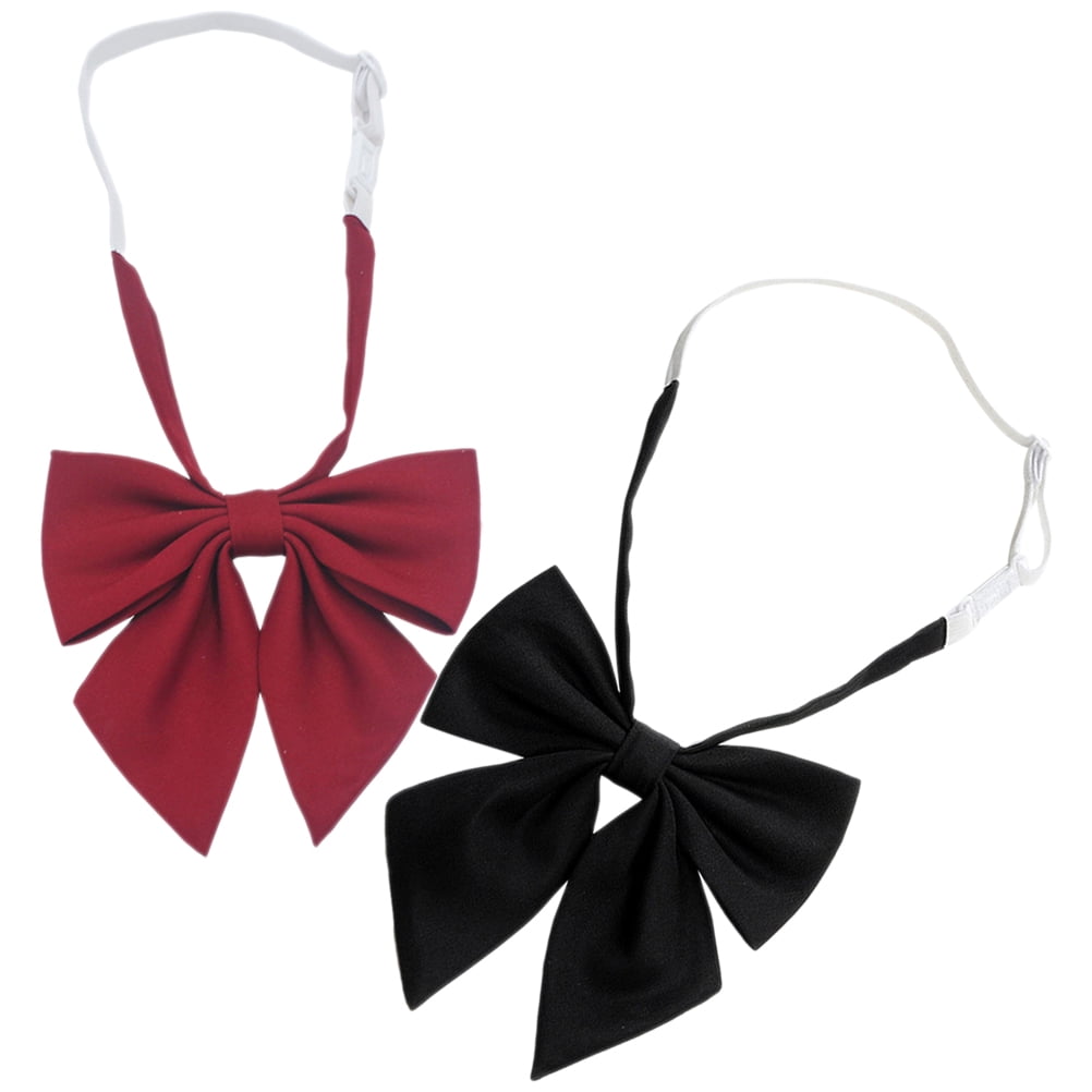 2 Pcs Graduation Bow Black Ties Women Collar Pre-tied Cloth Student ...