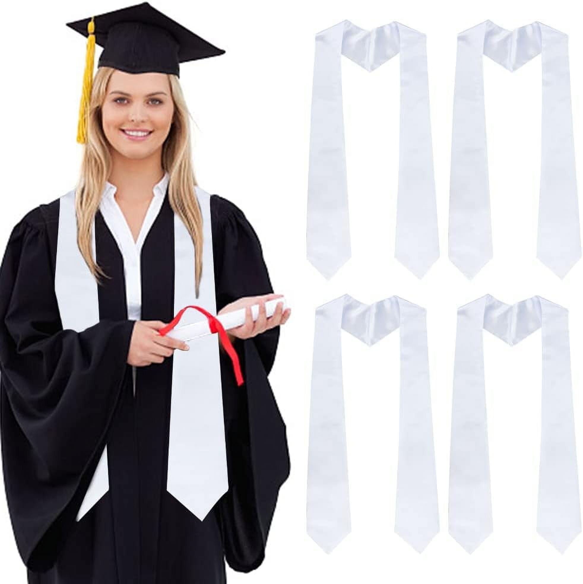 2 Pcs Graduation Stoles for Unisex Adult Plain Graduation Stole Satin ...