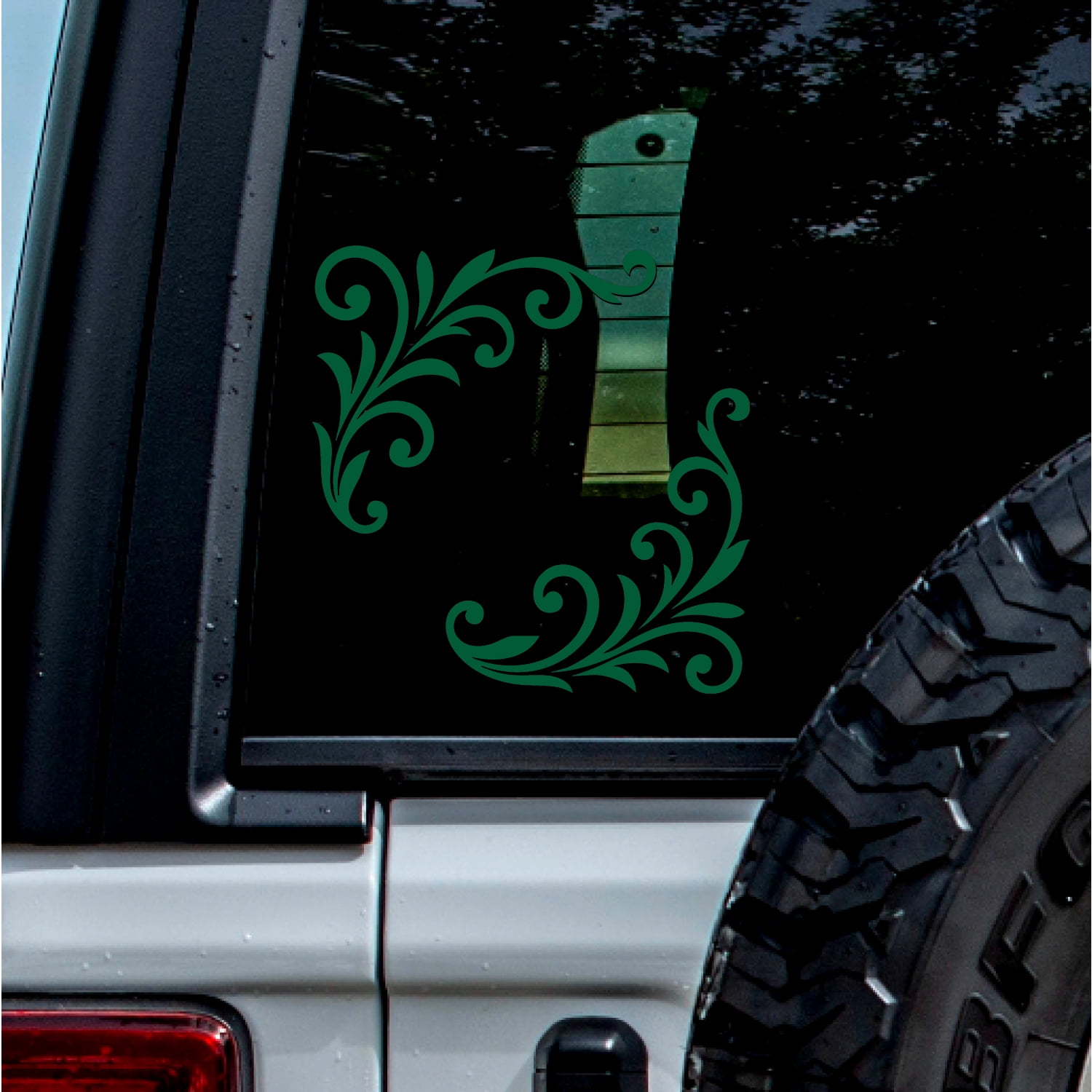 (2 Pcs Green, 8'' x 8.2'') - Vinyl Sticker Decal - "Artisan Flourish ...