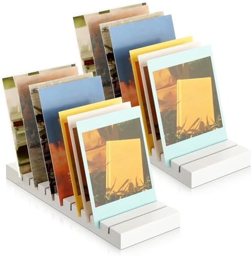 2 Pcs Greeting Card Display Stand 12 Slot White Wooden Card Display ...