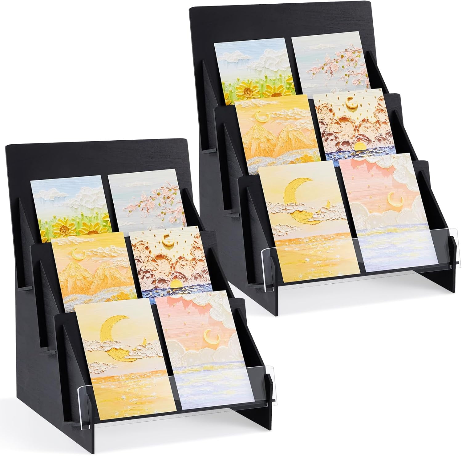 2 Pcs Greeting Card Display Stand Wooden Multipurpose Brochure Holder ...