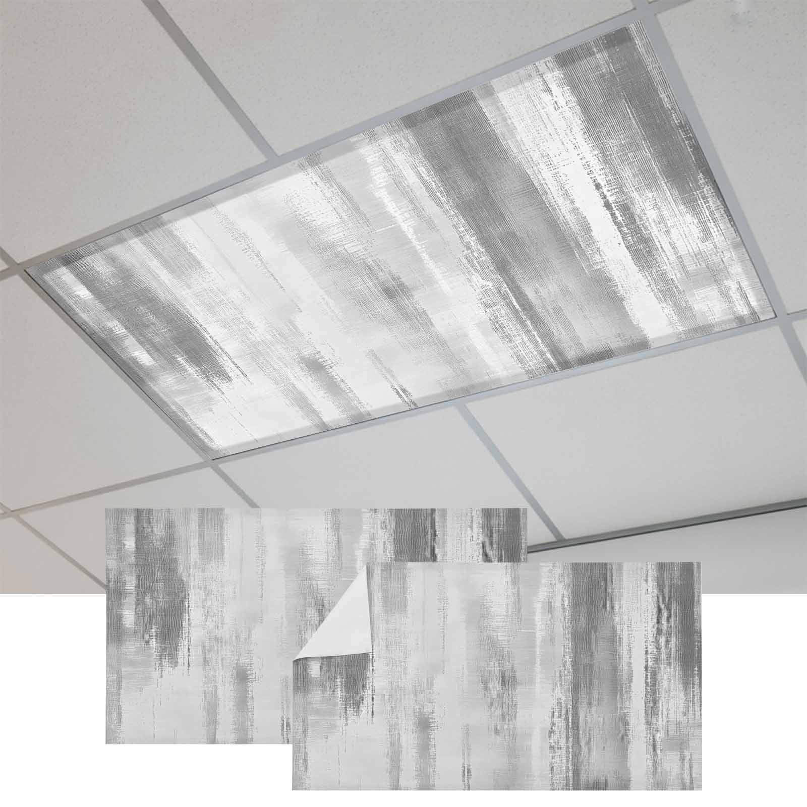 2 Pcs Grey Paint Fluorescent Light Covers Modern Abstract Light Grey ...