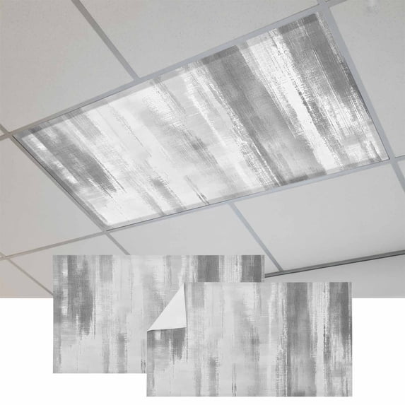 2 Pcs Grey Paint Fluorescent Light Covers Modern Abstract Light Grey ...