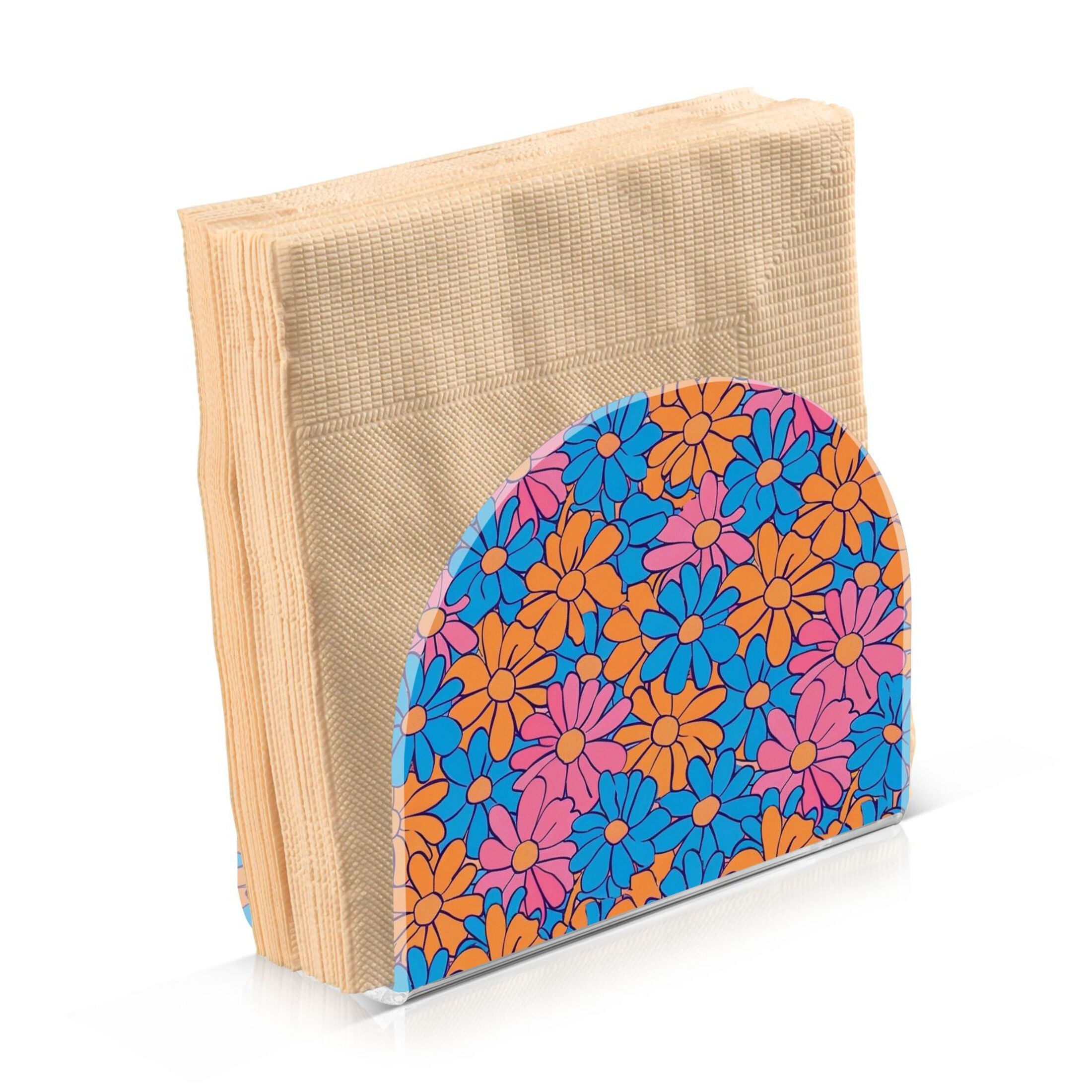 2 Pcs Groovy Retro Daisy Flower Napkin Holder for Table Acrylic Clear ...