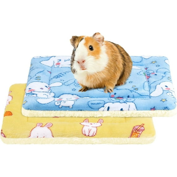 2 Pcs Guinea Pig Bed, Washable Rabbit Bunny Bed Mat Soft Small Animal ...