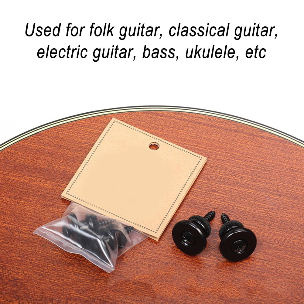 2 Pcs Guitar Band Locks Silver Black Bass Button Buckle Guitar Guitar ...