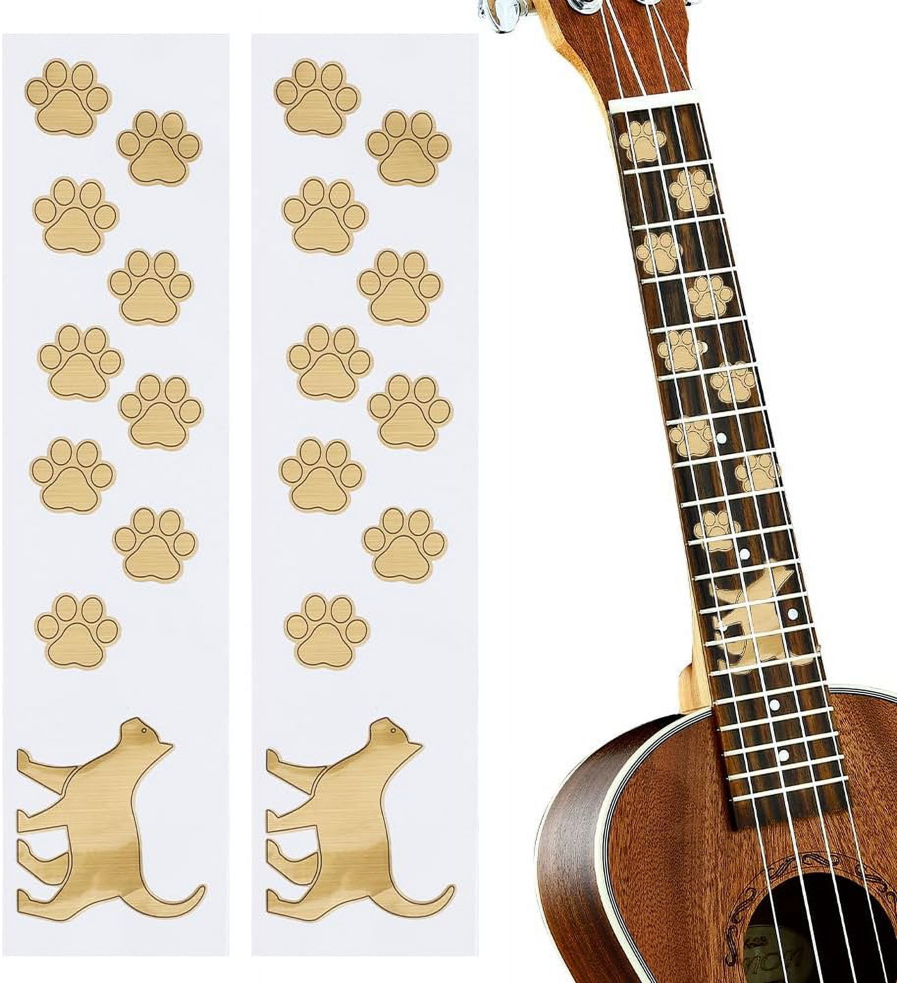 2 Pcs Guitar Fretboard Markers Stickers Cat and Paw Pattern Self ...