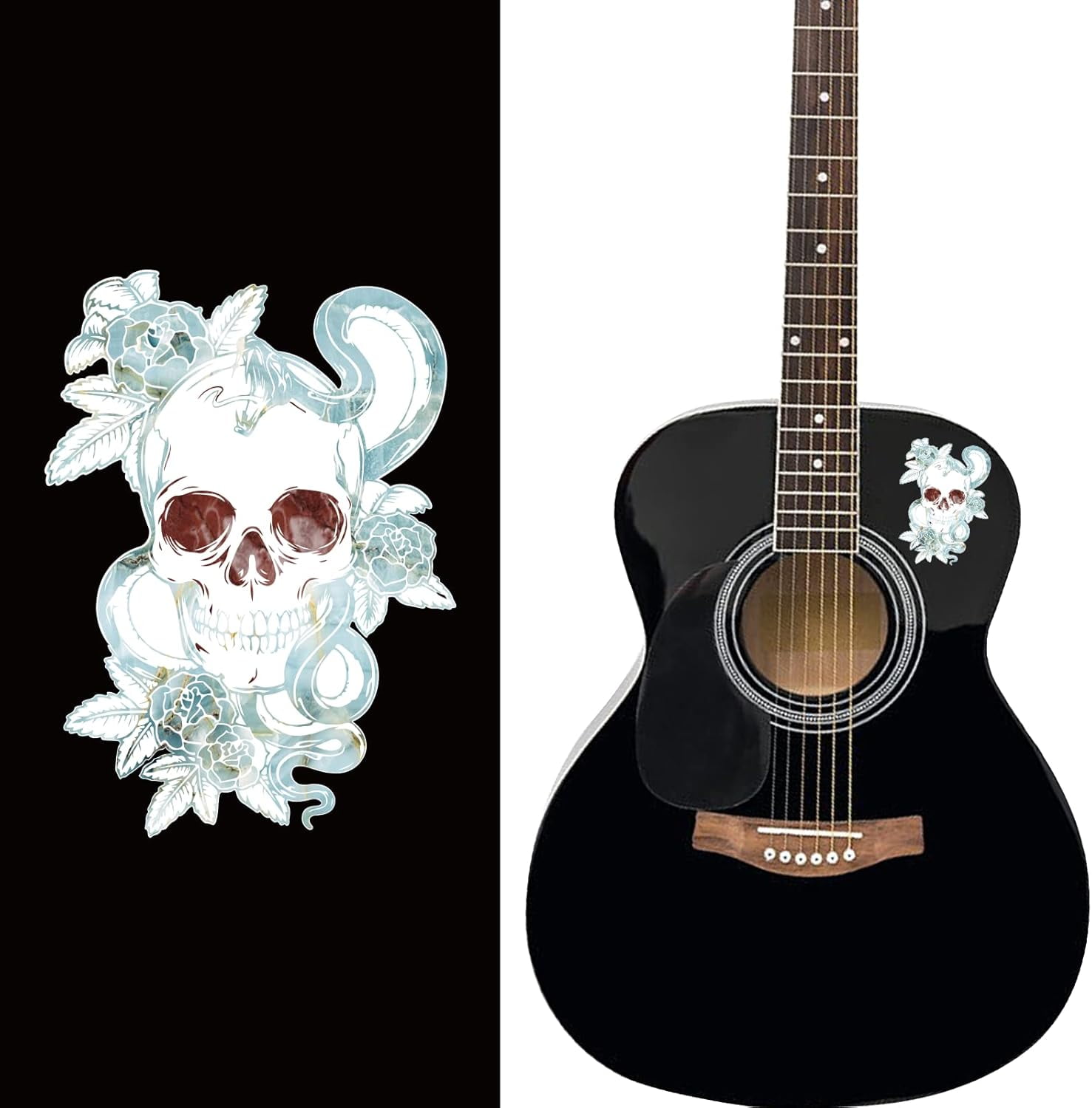 2 Pcs Guitar Head Stickers Removable Guitar Headstock Decals Skull ...