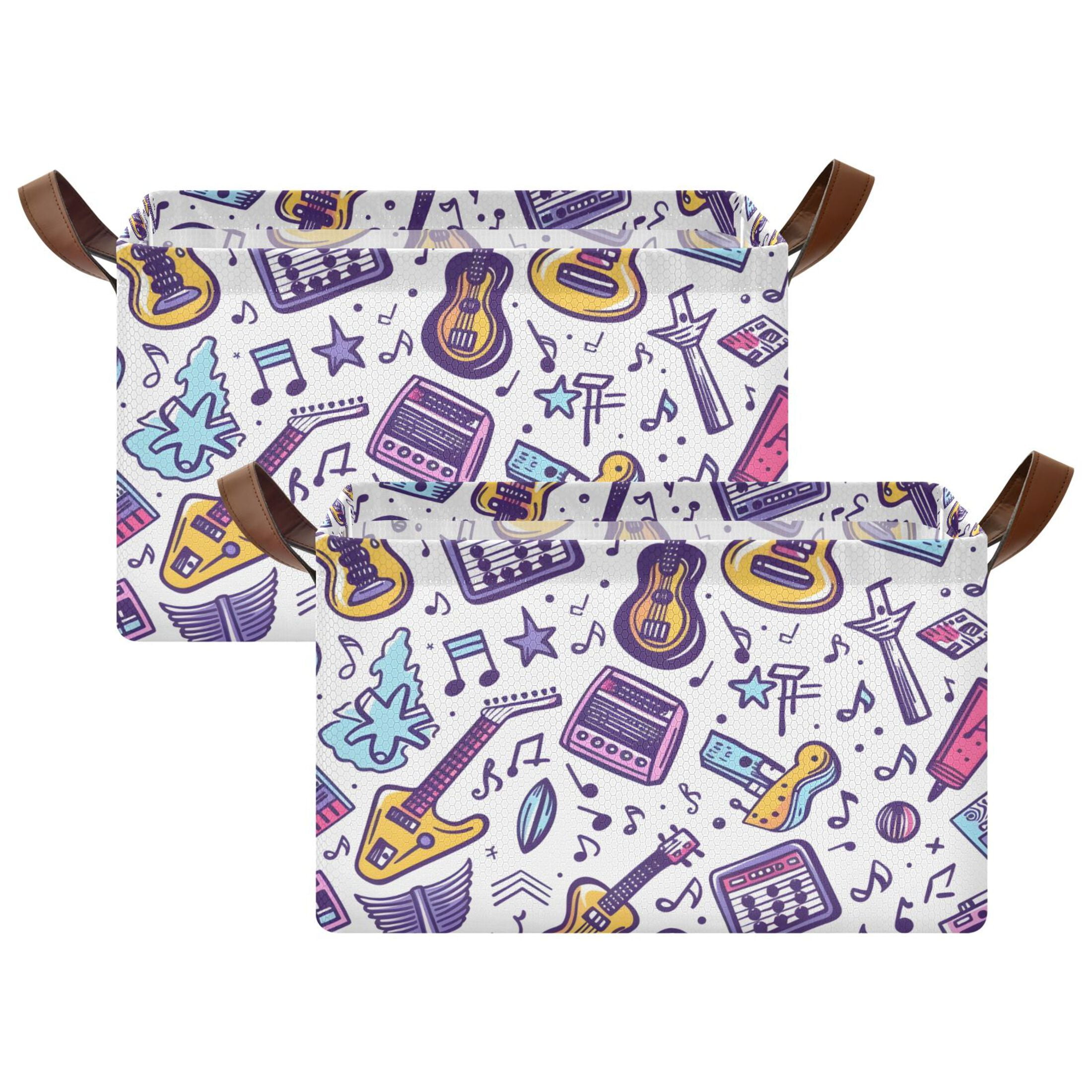 2 Pcs Guitar Sound Recorder Note Star Collapsible Storage Bins Fabric ...