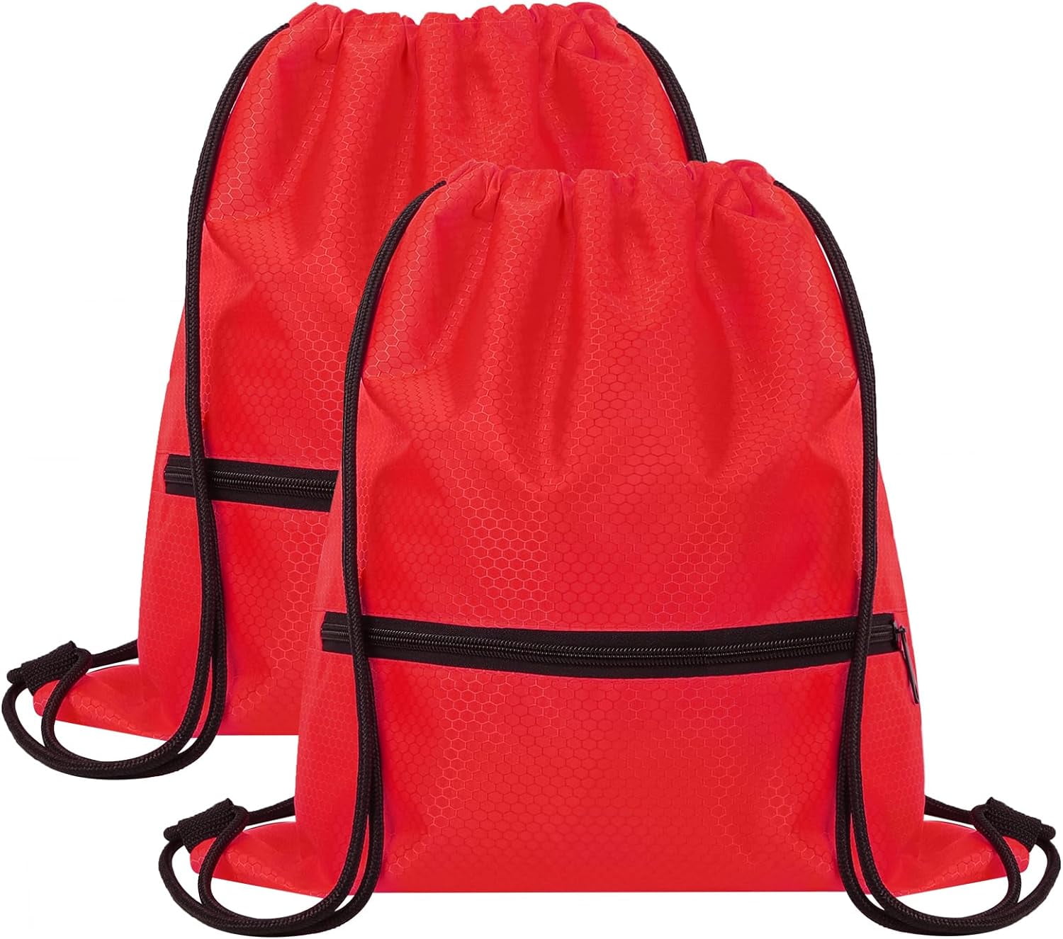 2 Pcs Gym Drawstring Bags, Waterproof Drawstring Backpack with Zipper ...