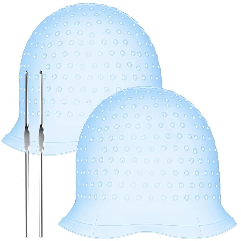 2 Pcs Hair Coloring Highlighting Cap Reusable Silicone Highlight Cap ...