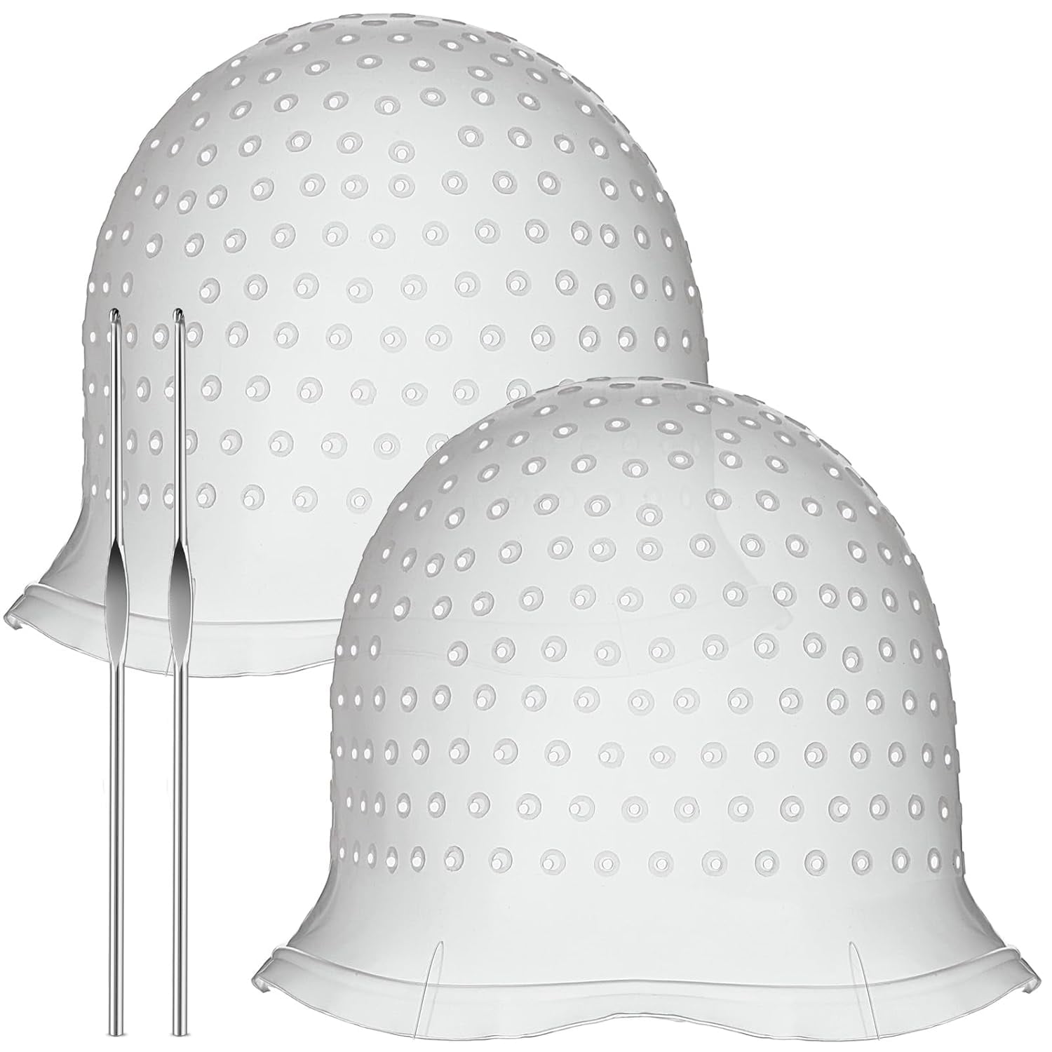 2 Pcs Hair Coloring Highlighting Cap Reusable Silicone Highlight Cap Pull Through Caps for Hair ...