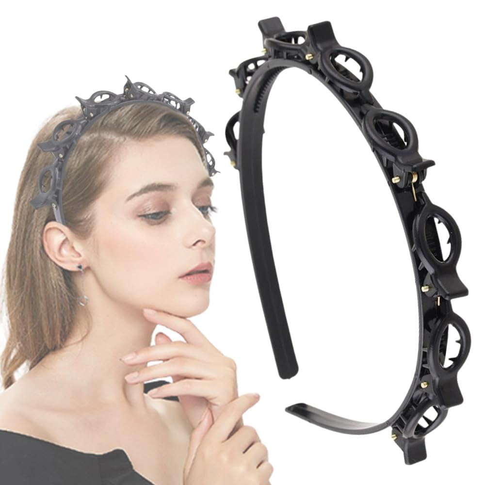2 Pcs Hairband with Clips 2024 New Double Hairstyle Clip Headbands for ...