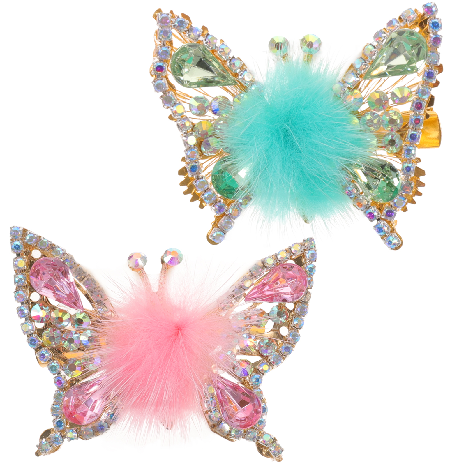 2 Pcs Hairpin Glitter Butterfly Clips Moving Wings Barrettes Toppers ...